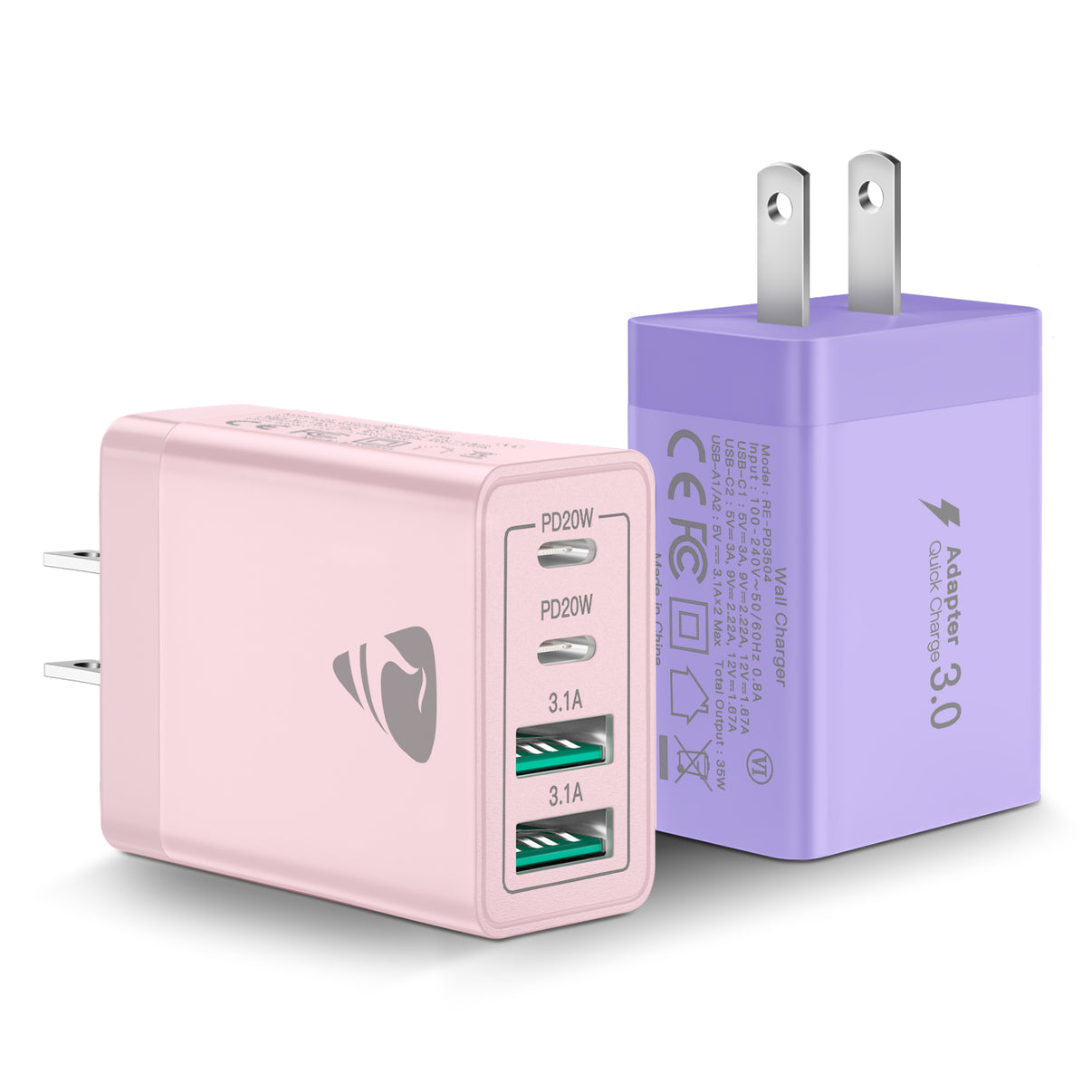 Aioneus 40W 4-Port Fast Charging Block PD+QC Wall Plug